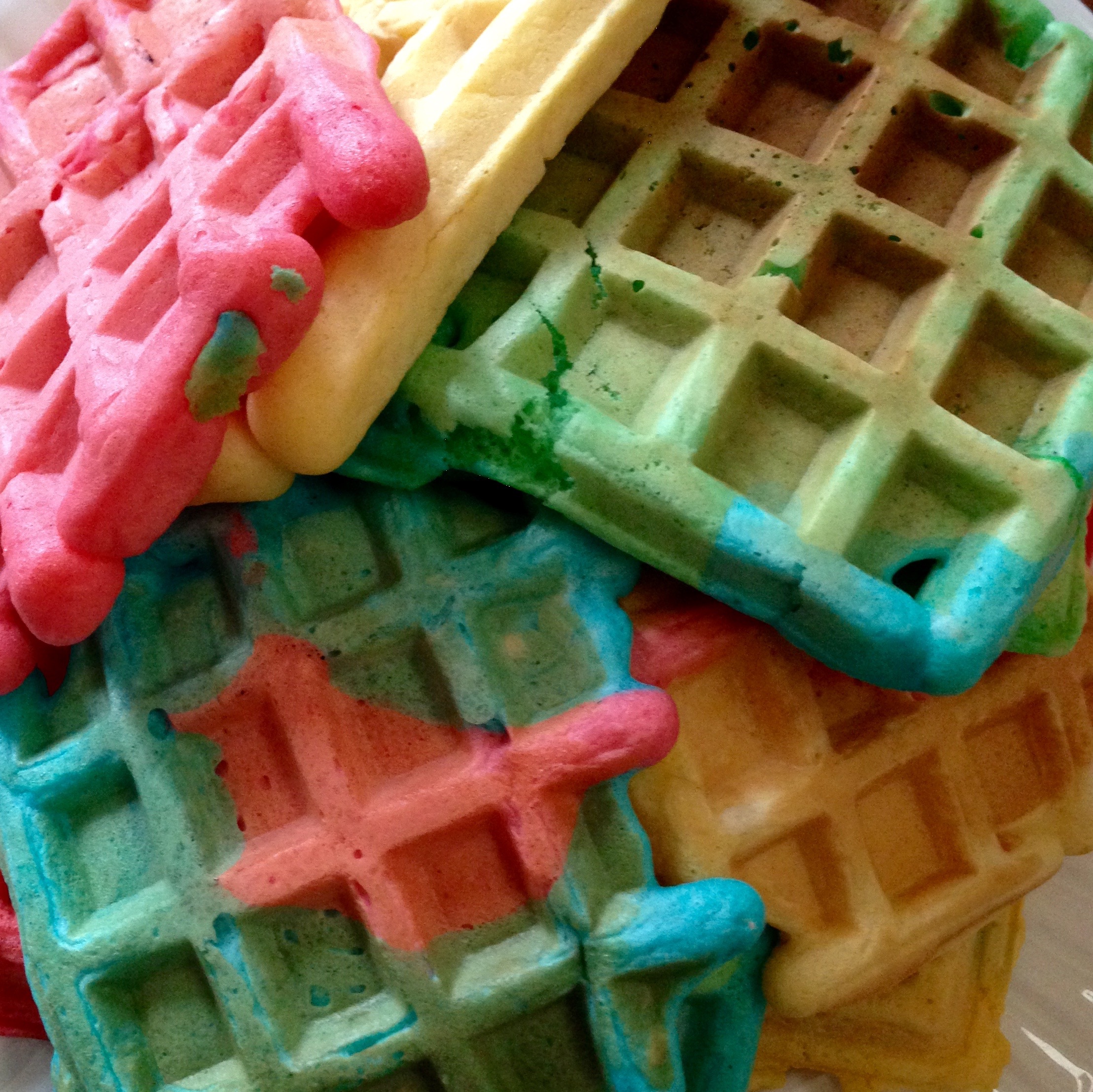 Rainbow Waffles for Breakfast